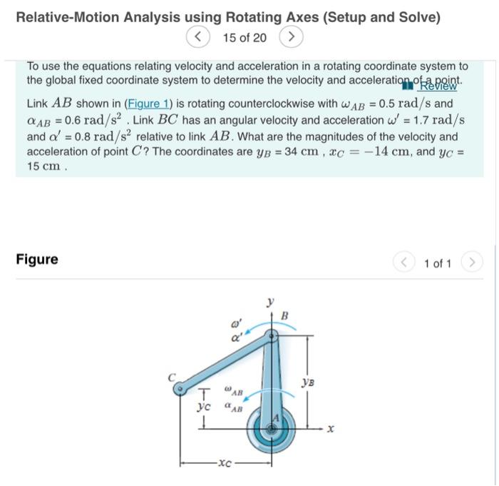 Solved Relative Motion Analysis Using Rotating Axes Setup