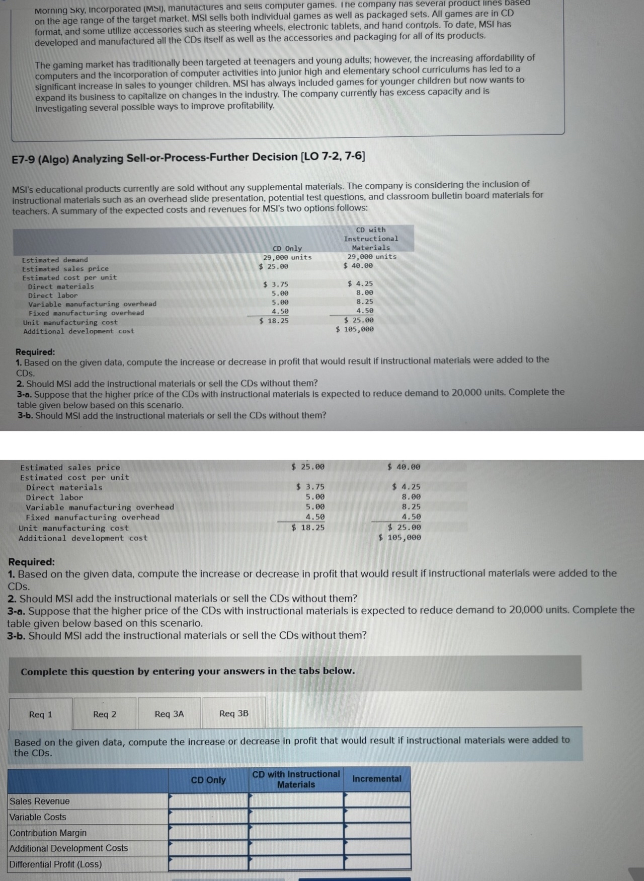 Solved morning sky, ﻿Incorporated (MSI), ﻿manutactures and | Chegg.com