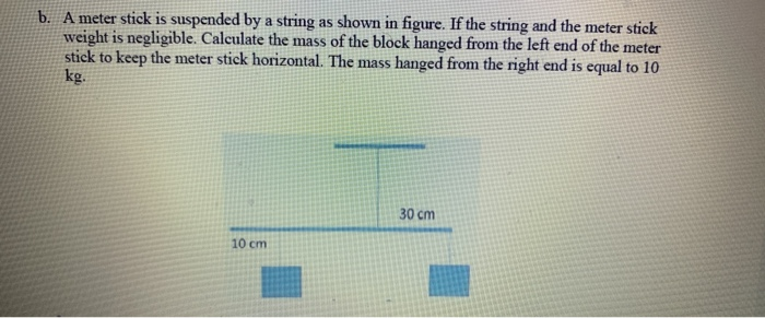 Solved b. A meter stick is suspended by a string as shown in | Chegg.com