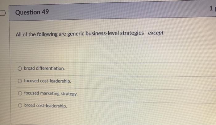 Solved 11 Question 49 All of the following are generic | Chegg.com