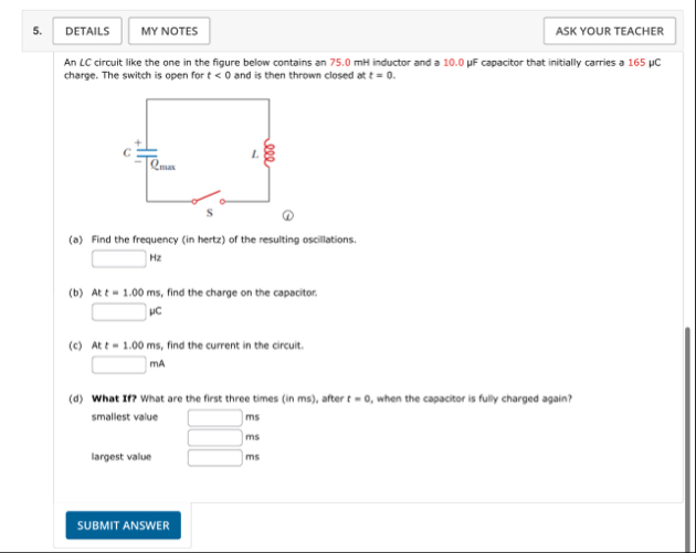 Solved An LC circuit like the one in the figure below | Chegg.com