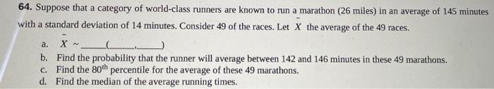 Solved 64. Suppose that a category of world-class runners | Chegg.com