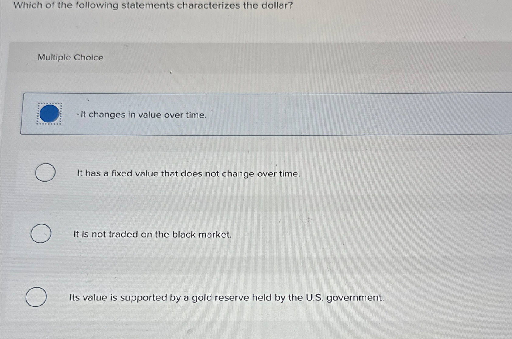 Solved Which of the following statements characterizes the | Chegg.com