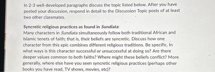 In 2-3 well-developed paragraphs discuss the topic | Chegg.com