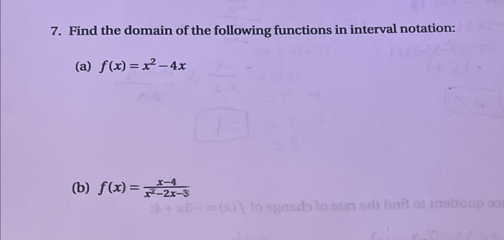 Solved Find the domain of the following functions in | Chegg.com