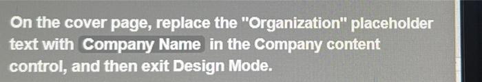 On the cover page, replace the "Organization" | Chegg.com