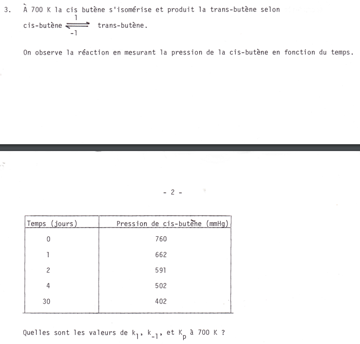 Solved At 700K , ﻿cis-butene isomerizes and forms | Chegg.com