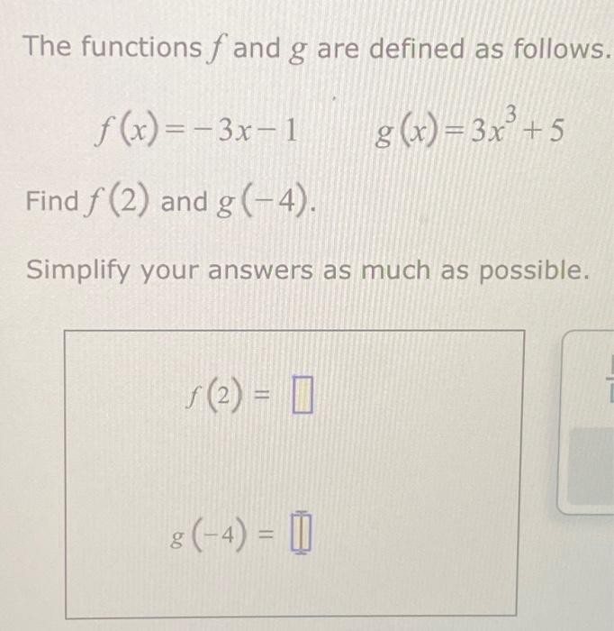 Solved The functions fand g are defined as follows. g(x)=3x³ | Chegg.com