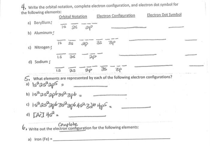 Solved 4. Write the orbital notation, complete electron | Chegg.com