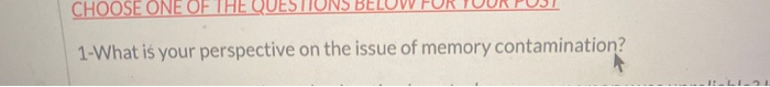 Solved CHOOSE ONE OF THE 1-What is your perspective on the | Chegg.com