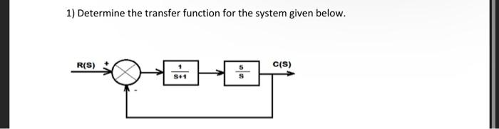 Solved 1) Determine the transfer function for the system | Chegg.com