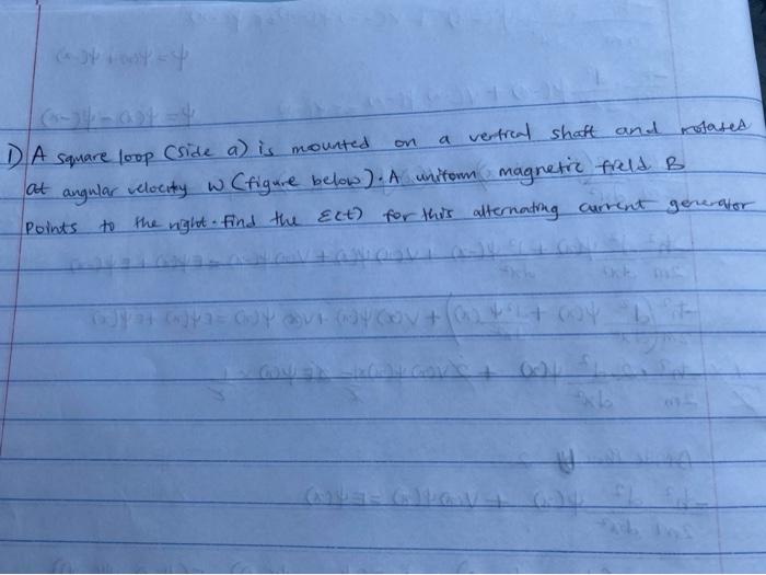 Solved A square loop (side a) is mounted on a vertical shaft | Chegg.com