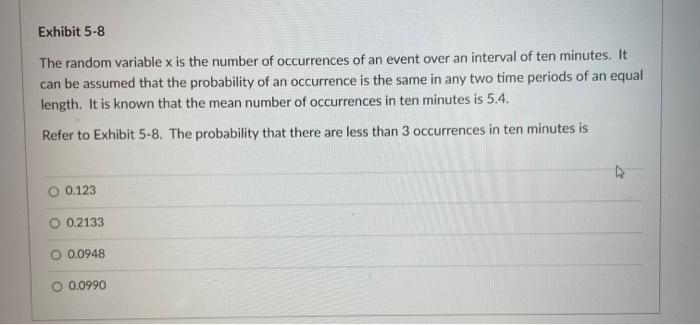 Solved The random variable x is the number of occurrences of | Chegg.com