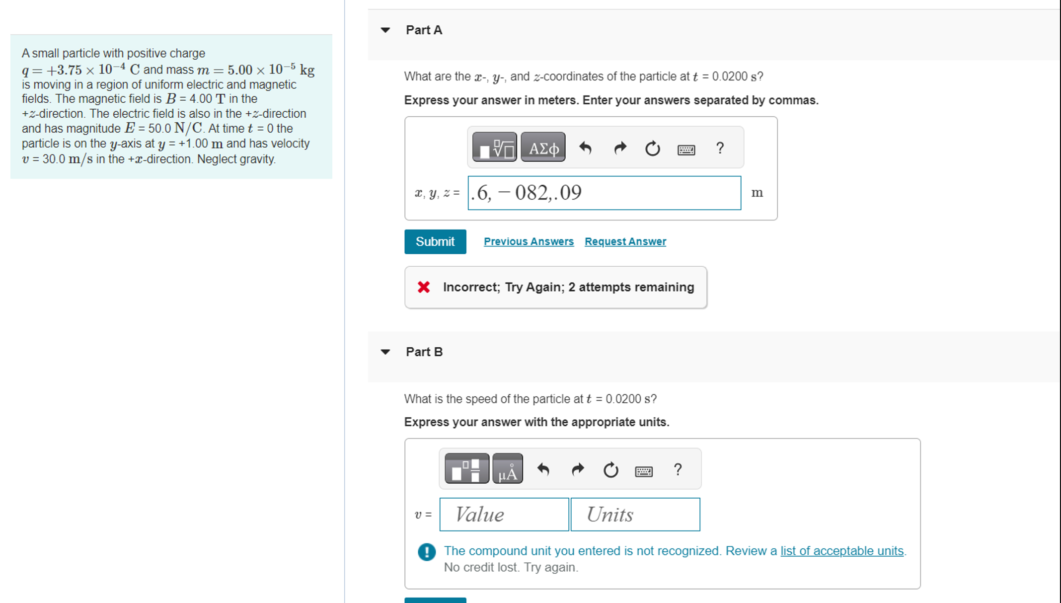Solved A small particle with positive chargeq=+3.75×10-4C | Chegg.com