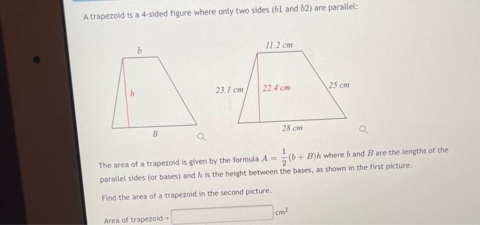 Solved A trapezoid is a 4-sided figure where only two sides | Chegg.com