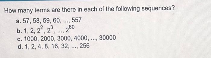 Solved How many terms are there in each of the following | Chegg.com