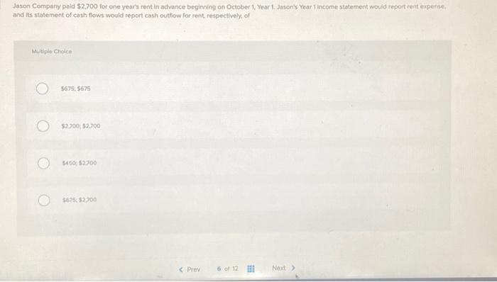 Jason Company paid $2,700 for one year's rent in | Chegg.com