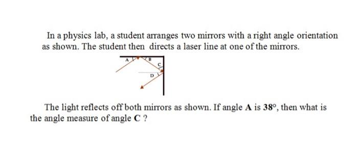 Solved In a physics lab, a student arranges two mirrors with | Chegg.com