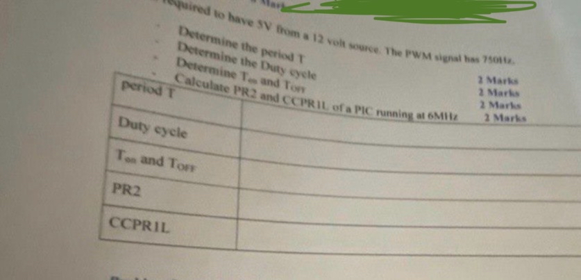 Solved "Wwined to have SV form a 12 ﻿volt source. The PWM | Chegg.com