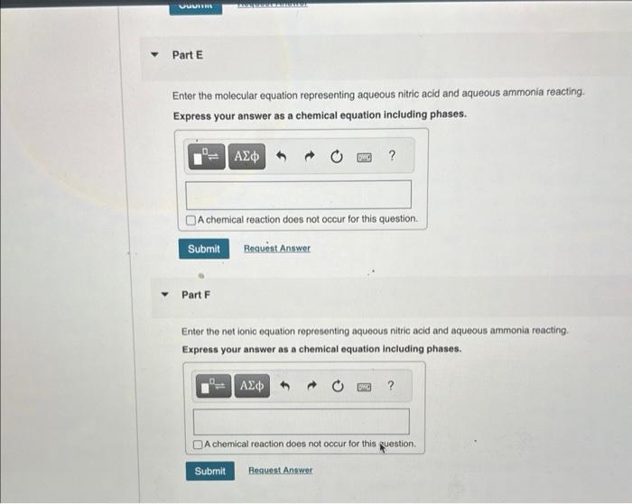 Solved Enter the molecular equation representing aqueous | Chegg.com