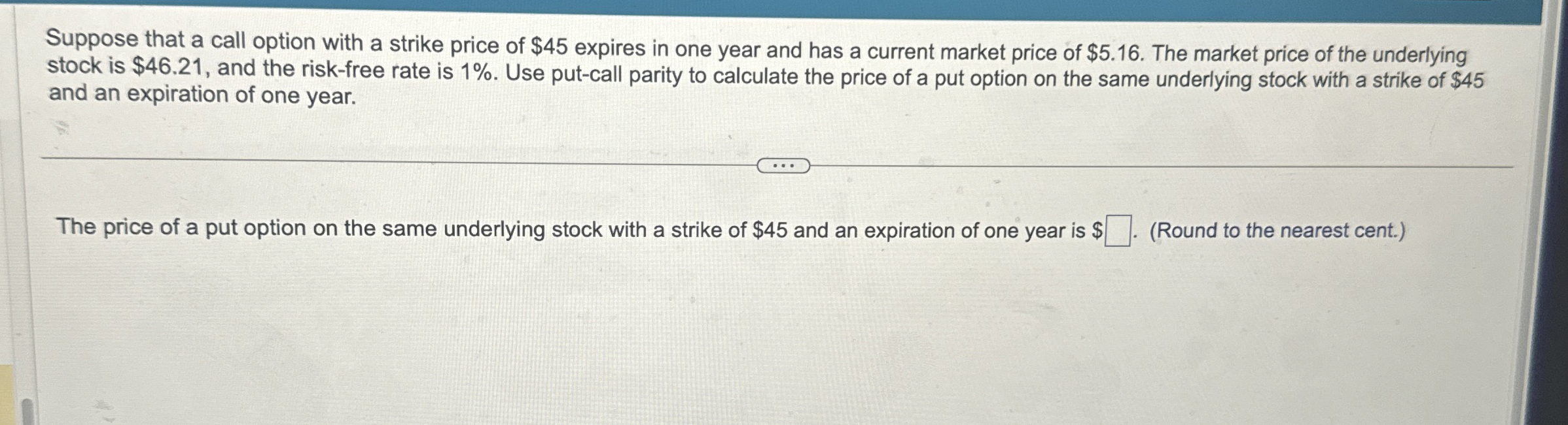 Solved Suppose that a call option with a strike price of $45 | Chegg.com