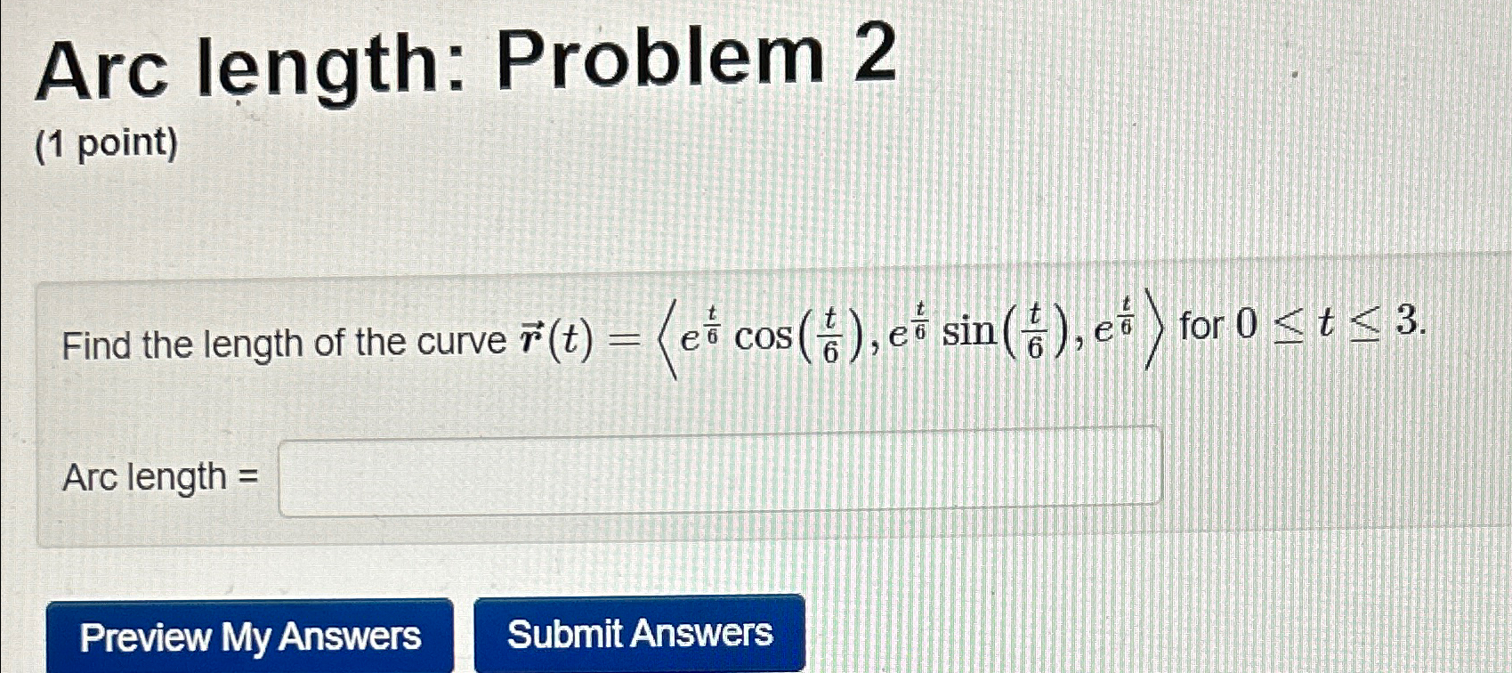 Solved Arc length: Problem 2(1 ﻿point)Find the length of the | Chegg.com