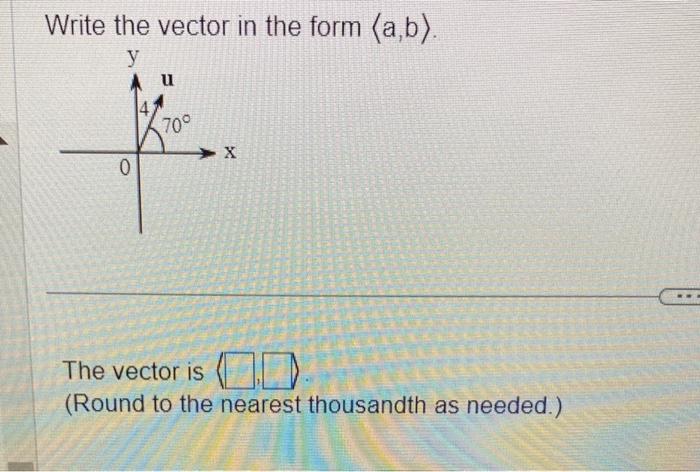 Solved Write the vector in the form a,b . The vector is | Chegg.com