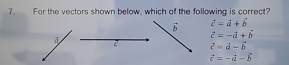 Solved For the vectors shown below, which of the following | Chegg.com