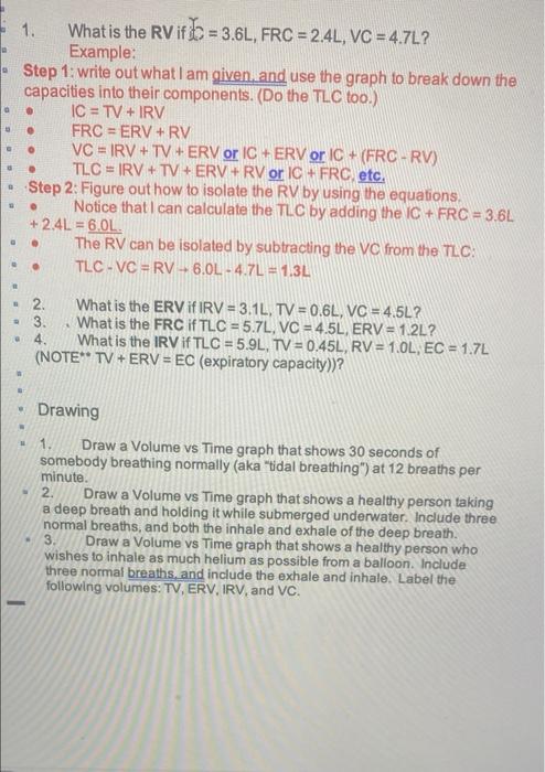 Solved 1. What is the RV if b = 3.6L, FRC = 2.4L, VC = 4.7L? | Chegg.com