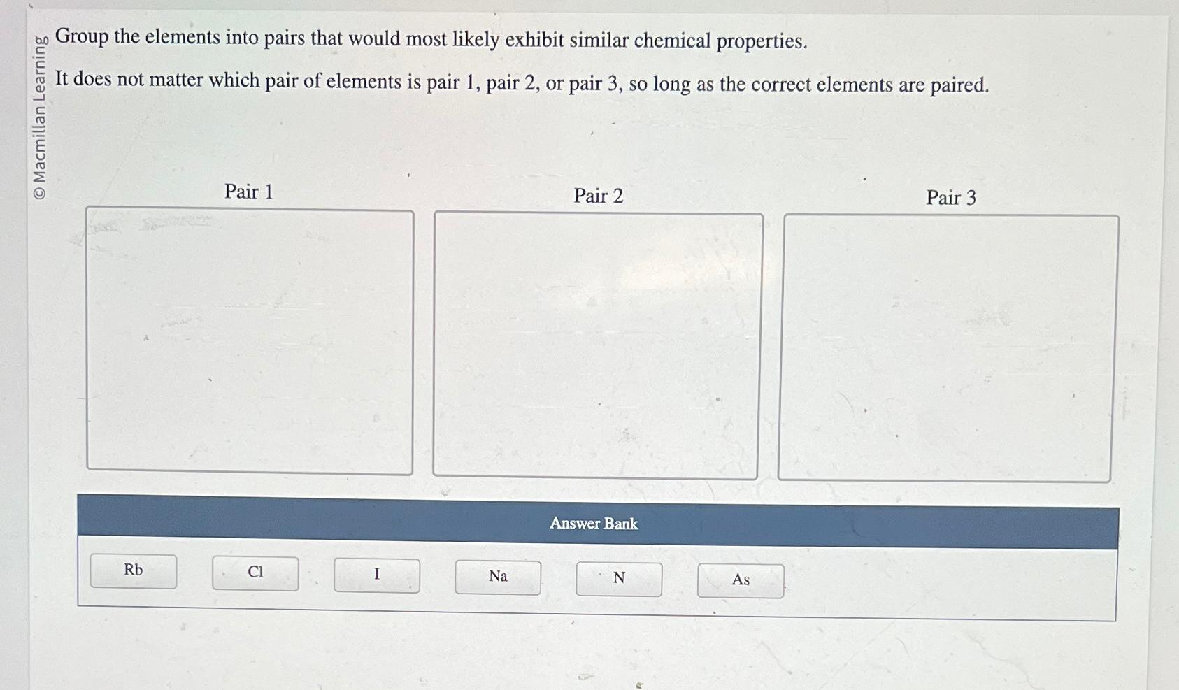 Solved Group the elements into pairs that would most likely | Chegg.com