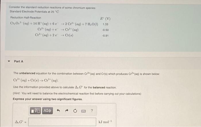 Solved E (V) Consider the standard reduction reactions of | Chegg.com