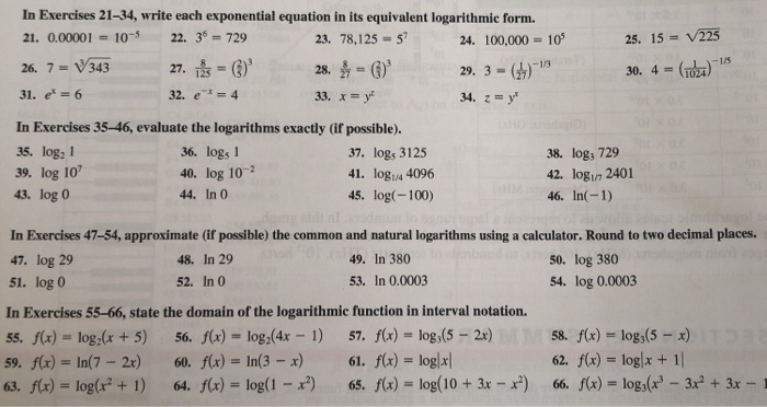 Solved In Exercises 21-34, write each exponential equation | Chegg.com