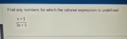 Solved Find any numbers for which the rational expression is | Chegg.com