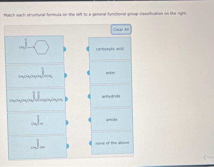 Solved Match each structural formula on the left to a | Chegg.com