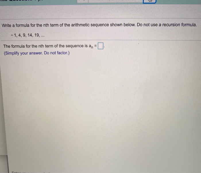 Solved Write a formula for the nth term of the arithmetic | Chegg.com