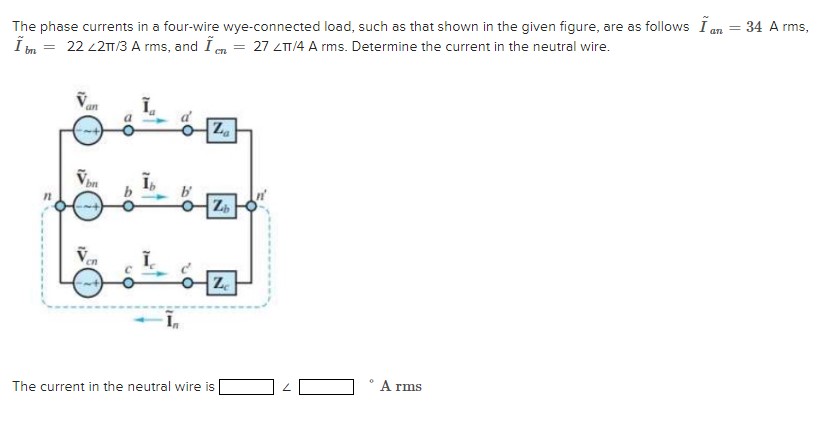 Solved The phase currents in a four-wire wye-connected load, | Chegg.com