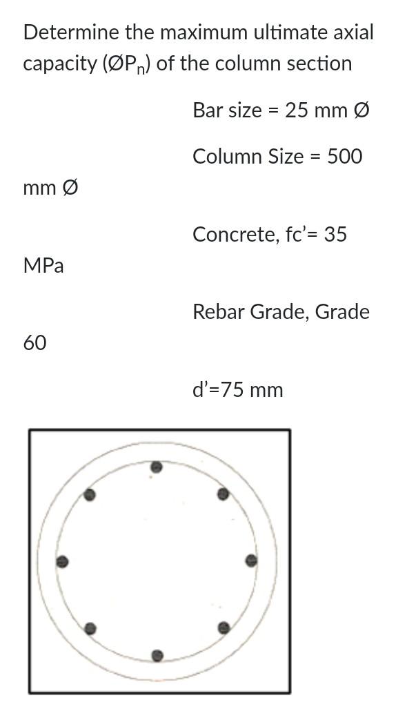 Solved Determine the maximum ultimate axial capacity (ØPn) | Chegg.com Solved Determine the maximum ultimate axial capacity (ØPn) | Chegg.com