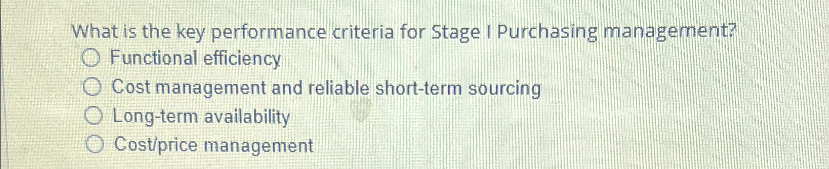Solved What is the key performance criteria for Stage I | Chegg.com