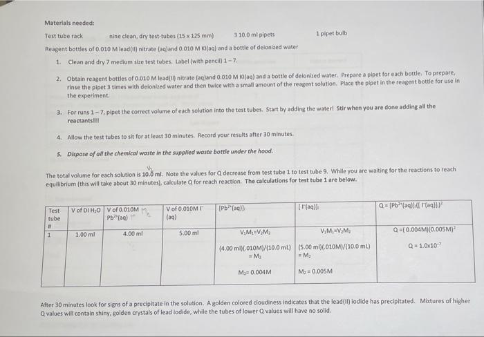 Solved Lab # 12 Determination of the Solubility Product: | Chegg.com