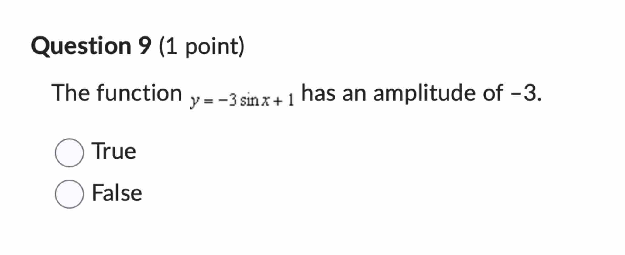 Solved Question 9 1 ﻿pointthe Function Y 3sinx1 ﻿has An 