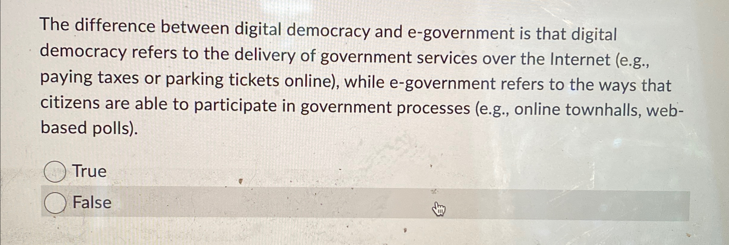 Solved The difference between digital democracy and | Chegg.com