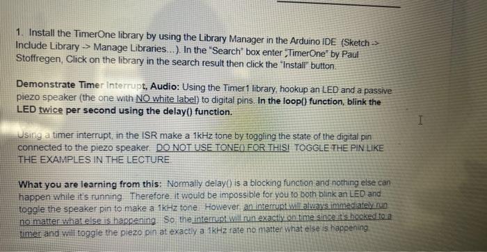 Solved 1. Install the TimerOne library by using the Library | Chegg.com Solved 1. Install the TimerOne library by using the Library | Chegg.com