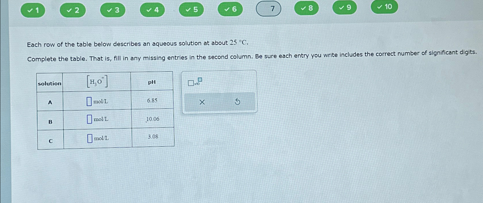 2 3 4 5 6 8 9 10Each row of the table below | Chegg.com