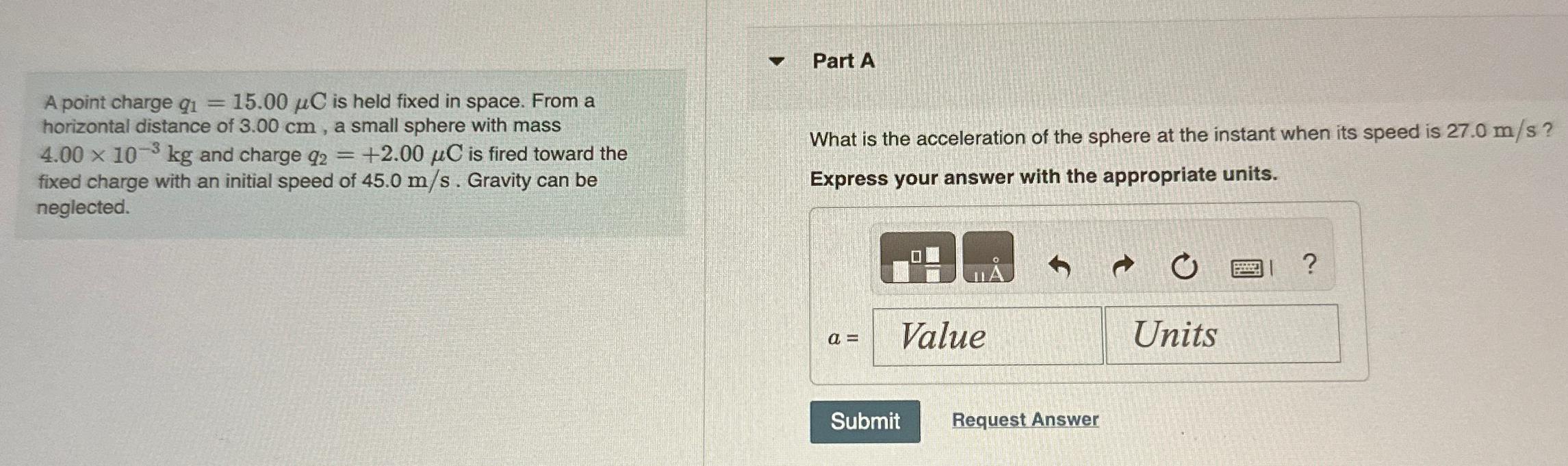 Solved Part AA point charge q1=15.00μC ﻿is held fixed in | Chegg.com