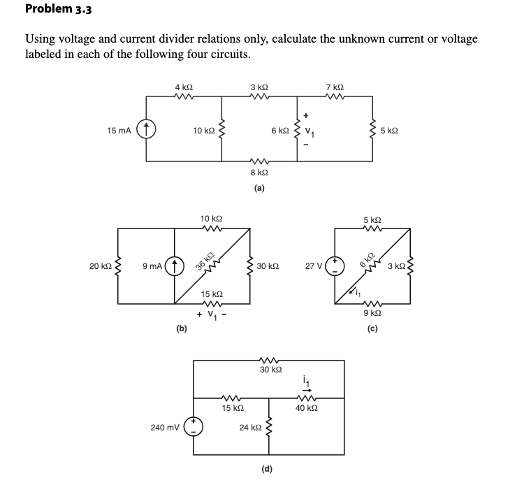 Solved Problem 3.3Using voltage and current divider | Chegg.com