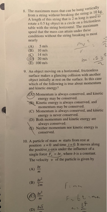 Solved 8. The maximum mass that can be hung verti from a | Chegg.com