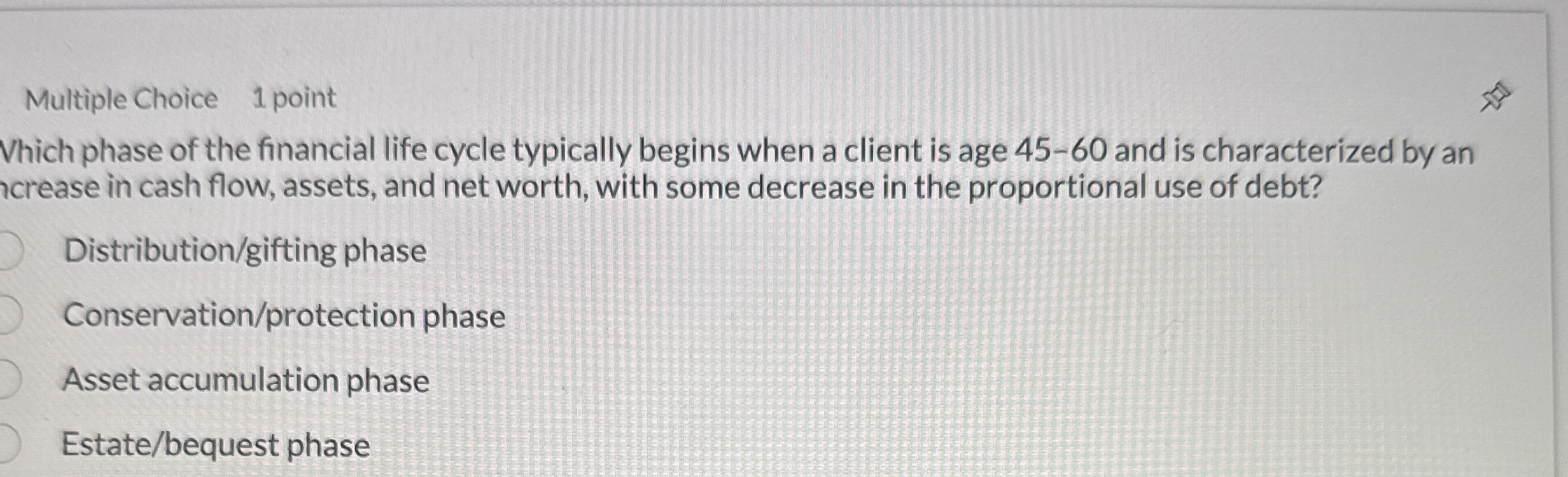 Multiple Choice1 ﻿pointWhich phase of the financial | Chegg.com