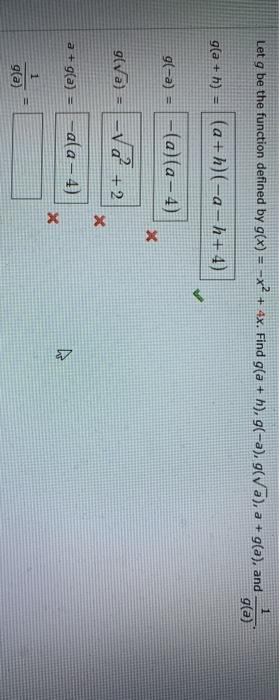 Solved 1 Let g be the function defined by g(x) = -x2 + 4x. | Chegg.com