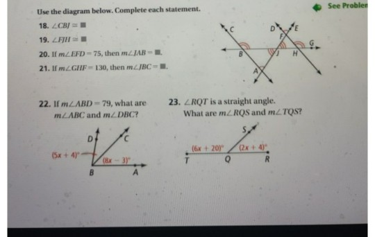 Solved See Probler Use the diagram below. Complete each | Chegg.com
