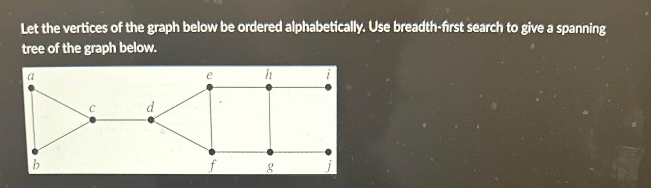 Solved Let the vertices of the graph below be ordered | Chegg.com